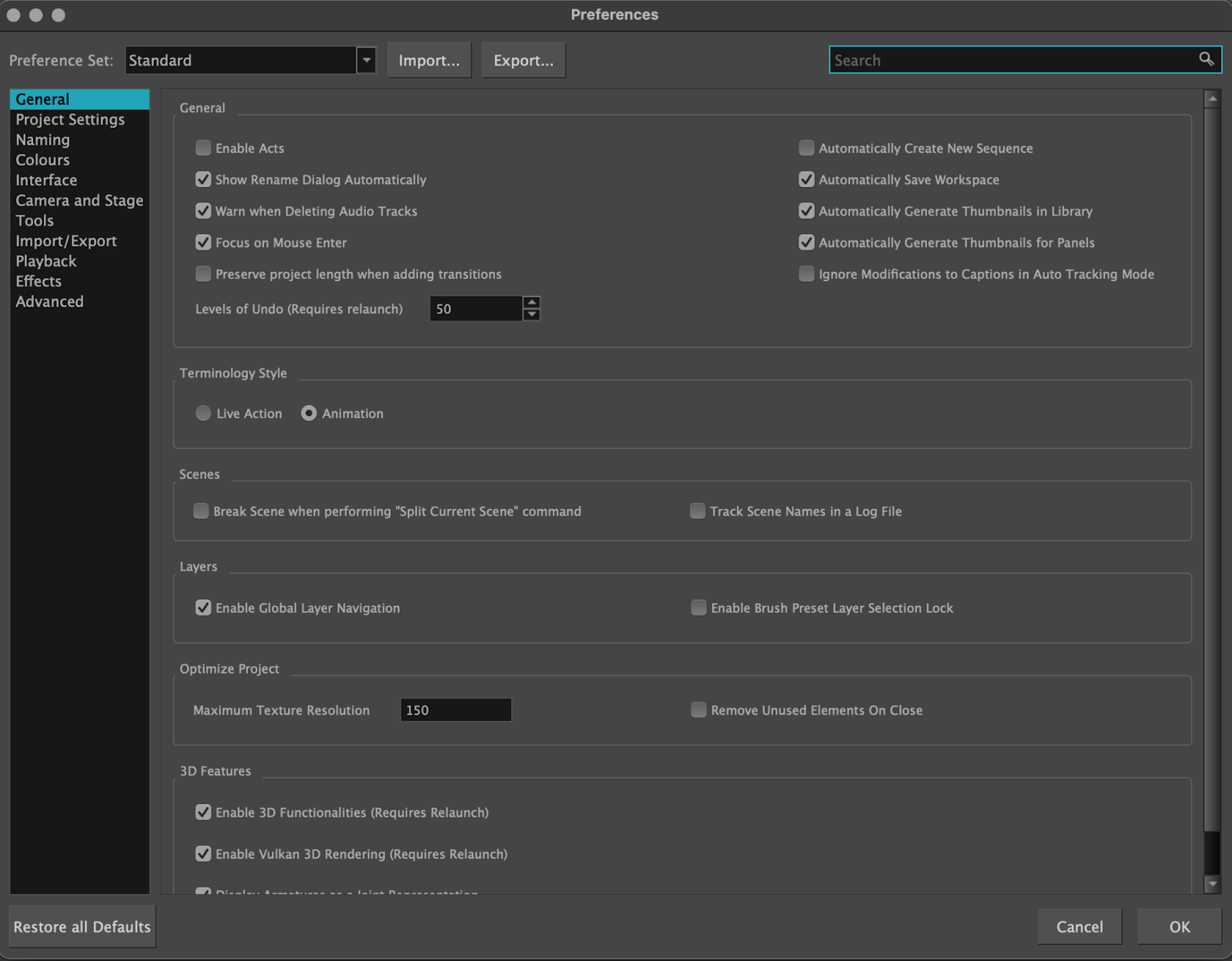 How do I change the interface colours? – Toon Boom Help Centre