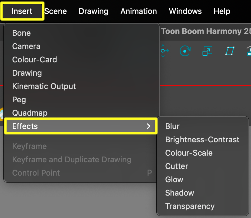 What effects are available in Harmony Essentials? – Toon Boom Help Centre
